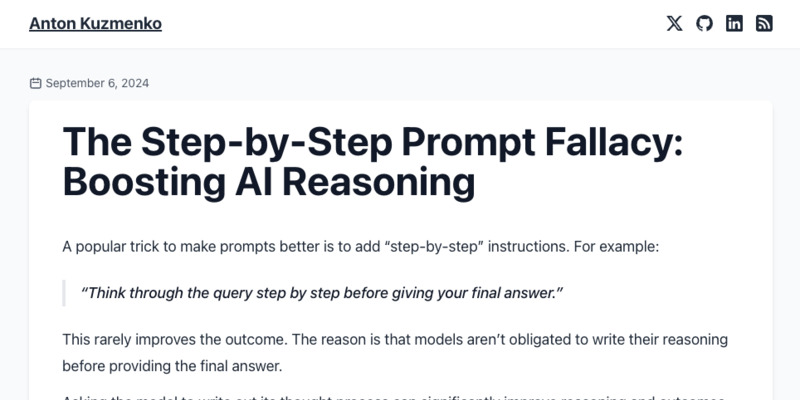 The Step-by-Step Prompt Fallacy: Boosting AI Reasoning - Anton Kuzmenko